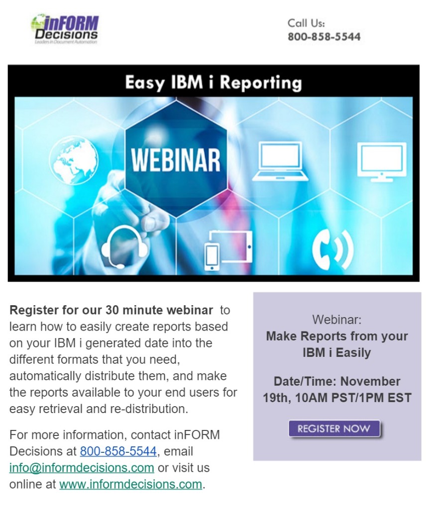 Webinar: Make Reports from your IBM i Easily – inFORM Decisions